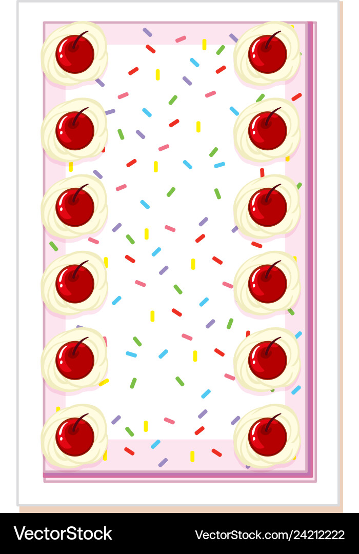 Top view of cherry cake Royalty Free Vector Image