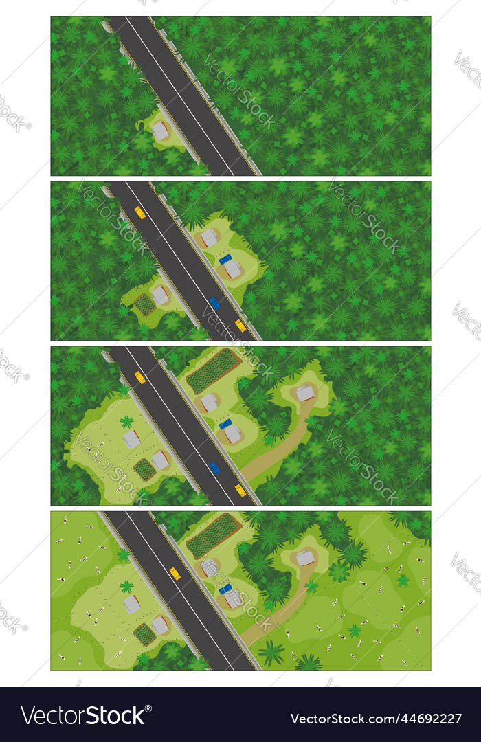 4 Steps How To Start Populating And Deforesting Vector Image