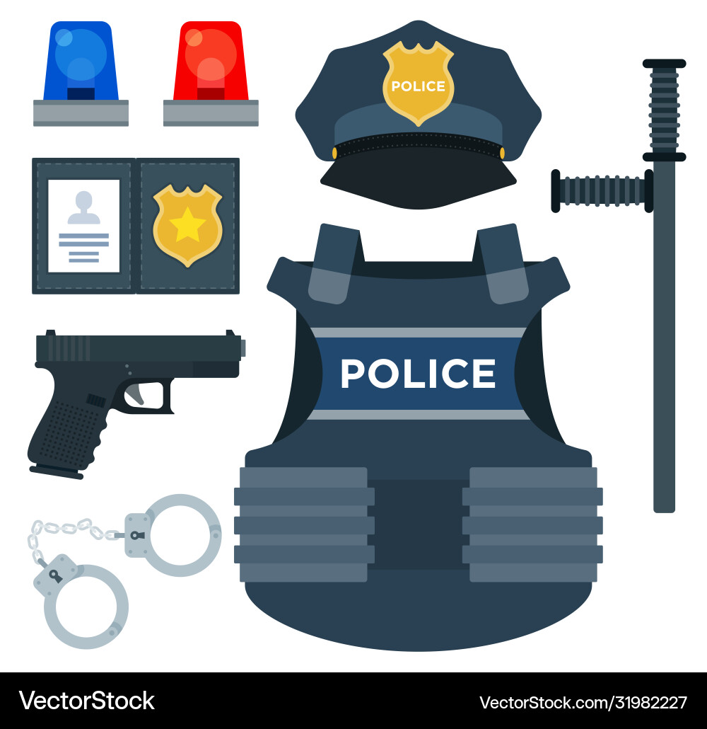 A set special police uniforms and protective Vector Image