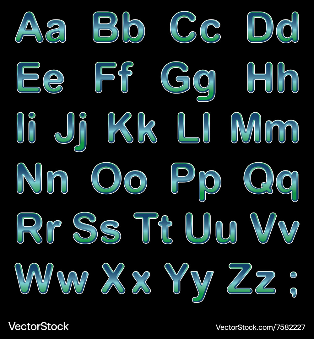 Alphabet blue letters on a black background Vector Image