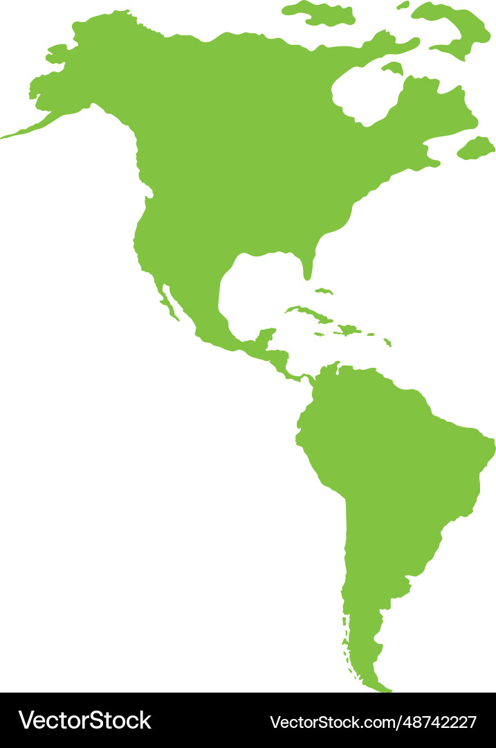 America map in green color Royalty Free Vector Image