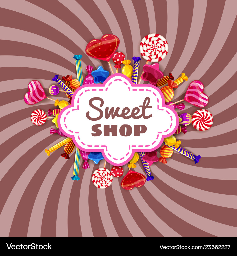 Candy sweet shop template set different colors Vector Image