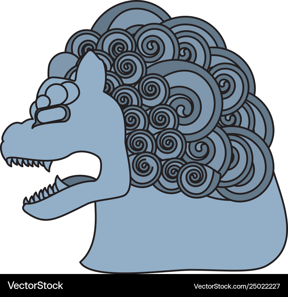 Chinese lion statue isolated icon Royalty Free Vector Image