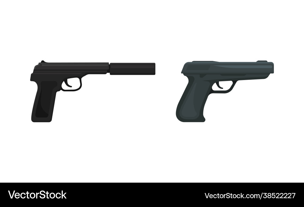 Handguns or pistol models with firing trigger Vector Image