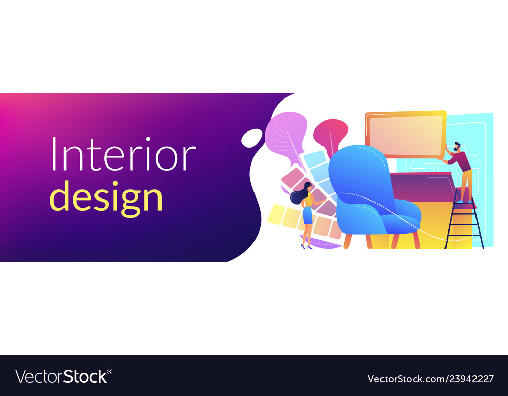 Interior design concept banner header Royalty Free Vector