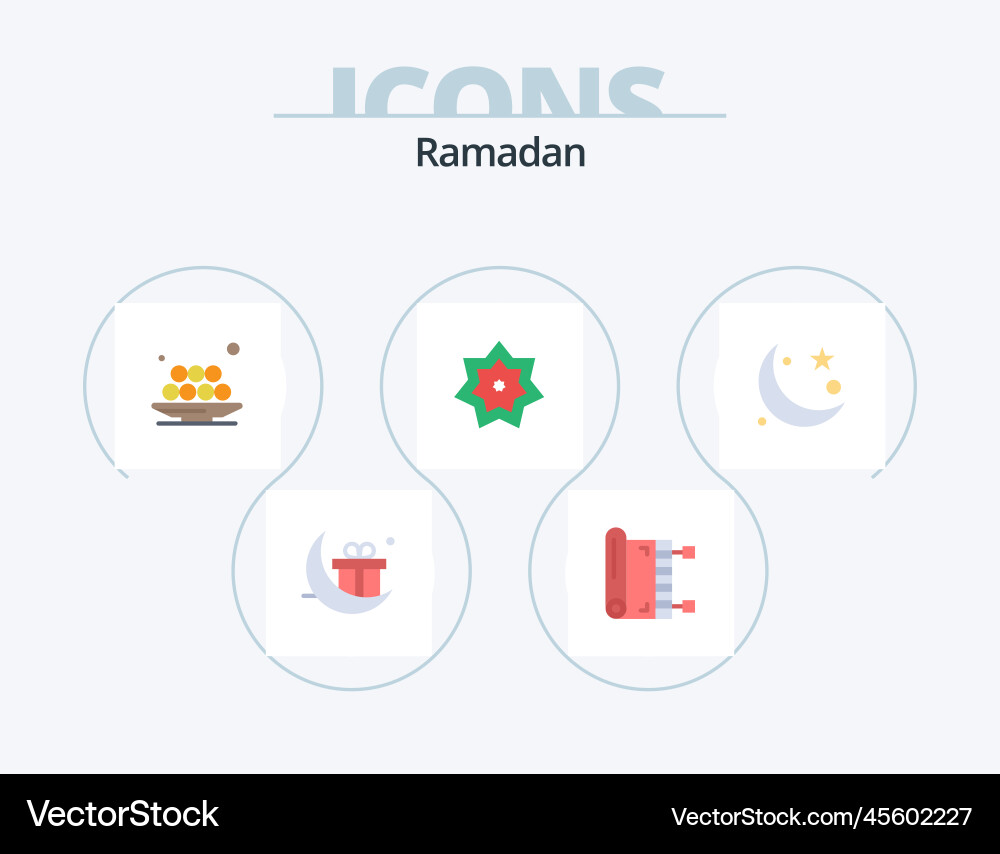 Ramadan flat icon pack 5 icon design month islam Vector Image