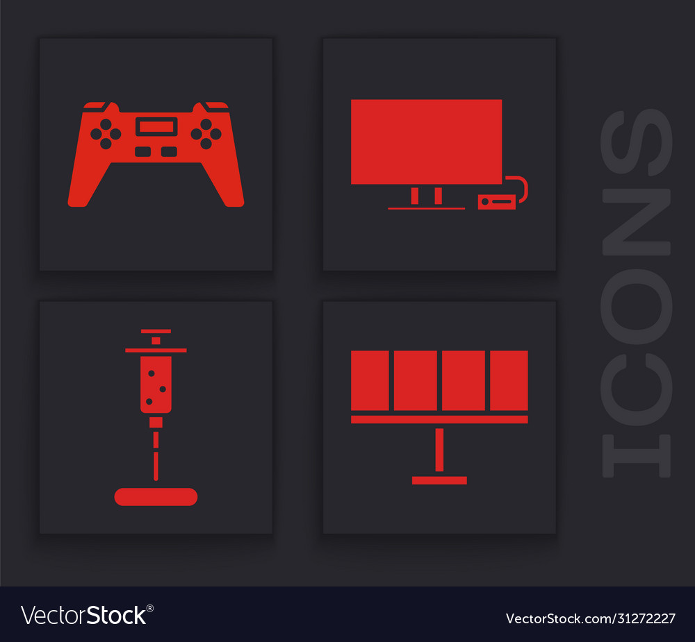 Set solar energy panel gamepad smart tv Royalty Free Vector Set solar energy panel gamepad smart tv Royalty Free Vector