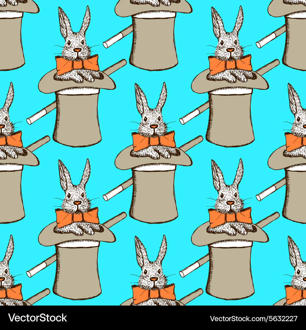 Sketch rabbit in hatl vintage style Royalty Free Vector