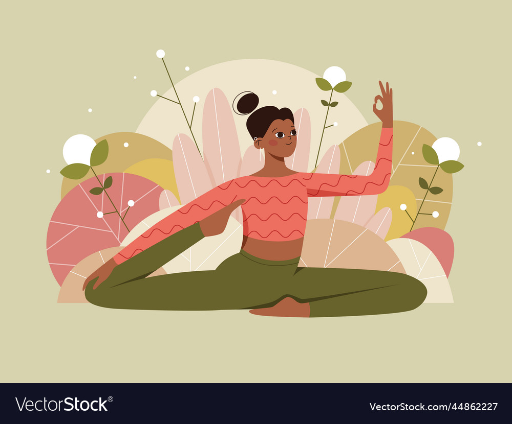 Woman doing yoga pose on nature background Vector Image