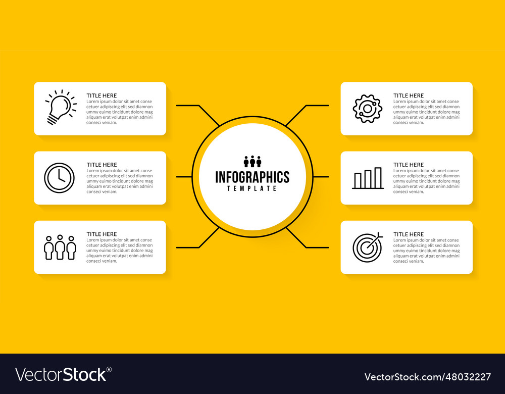 Workflow Infographic Template Design With 6 Vector Image