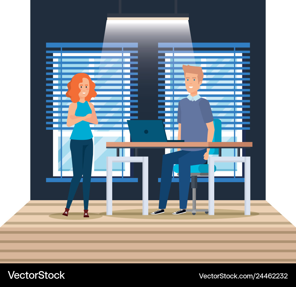 Business couple in the workplace Royalty Free Vector Image