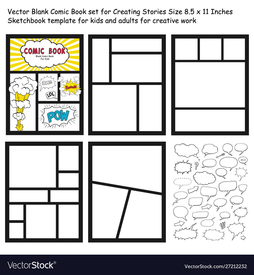 Comic book blanks set text speech bubbles Vector Image