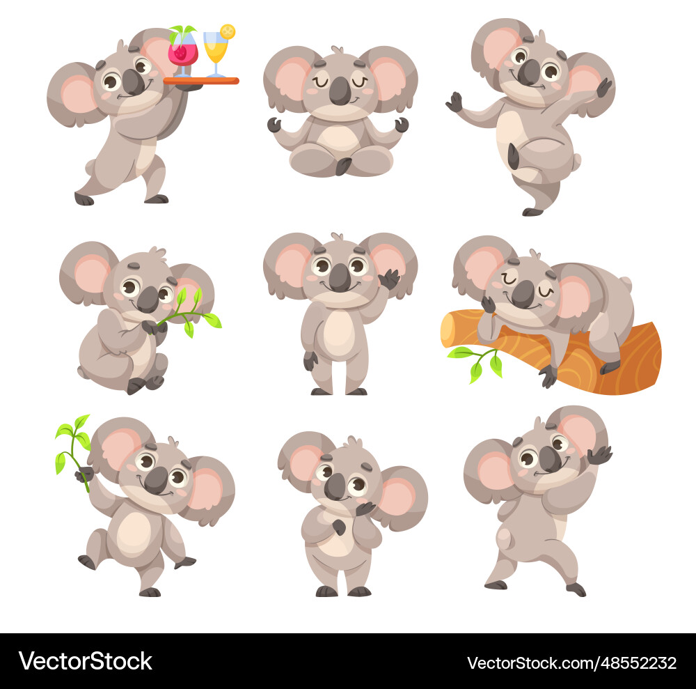 Cute koala character with large ears and nose Vector Image
