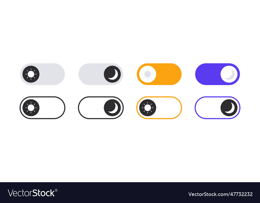 Day night switch toggle dark mode light mode Vector Image Day night switch toggle dark mode light mode Vector Image