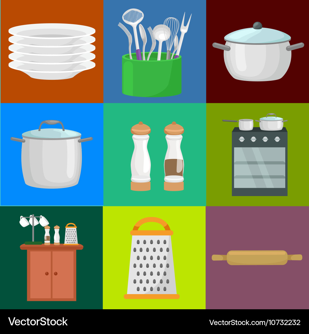 Food and cooking banner set with kitchenware Vector Image