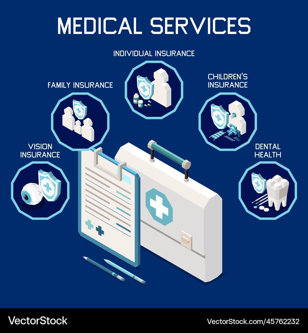 Health insurance isometric Royalty Free Vector Image