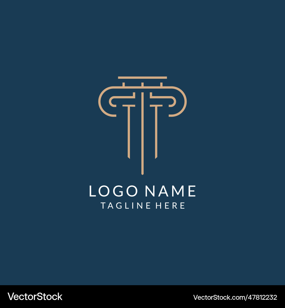 Initial letter tt pillar logo law firm logo Vector Image
