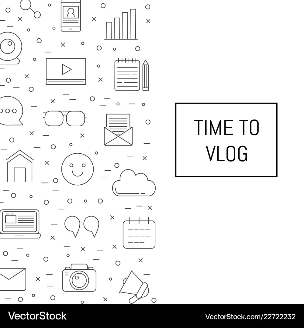 Line blog icons background with place Royalty Free Vector
