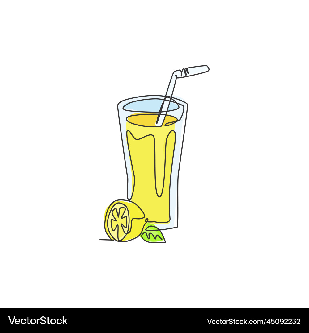 One continuous line drawing of fresh delicious Vector Image
