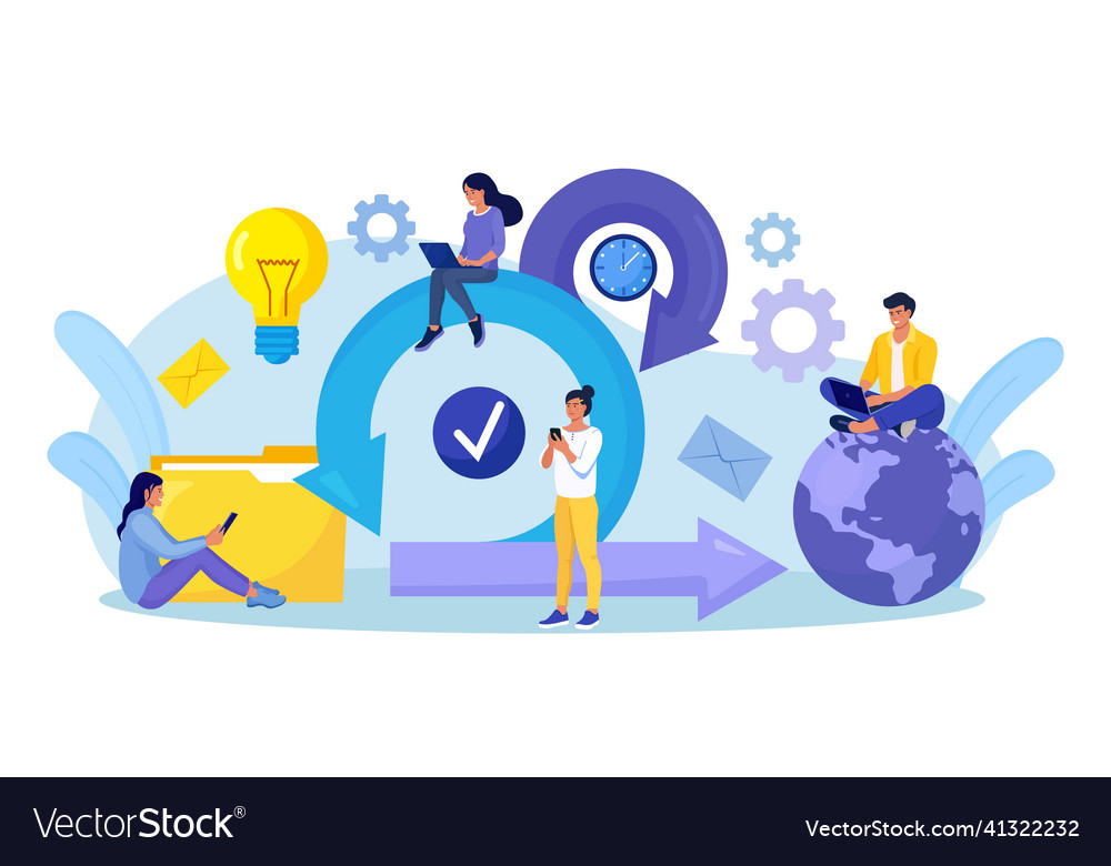 Scrum framework concept process diagram Royalty Free Vector