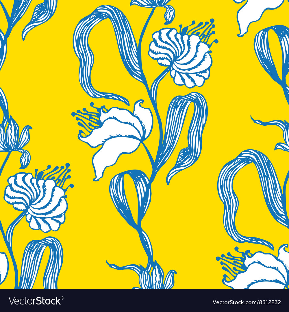 Seamless pattern with flowers Royalty Free Vector Image
