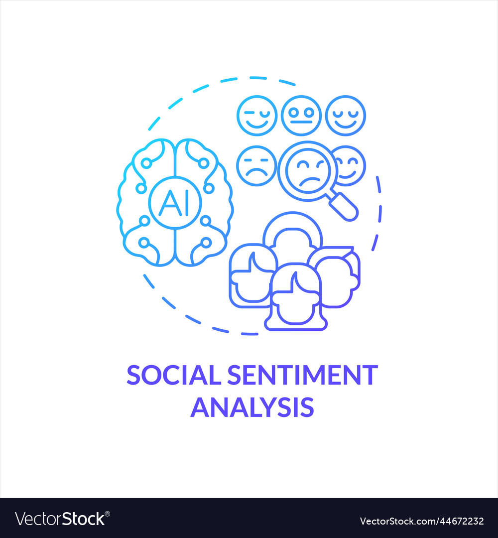 Social sentiment analysis blue gradient concept Vector Image Social sentiment analysis blue gradient concept Vector Image