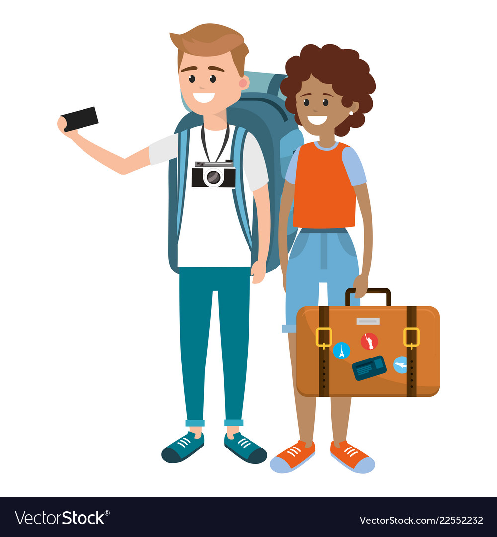 Tourist couple cartoons Royalty Free Vector Image