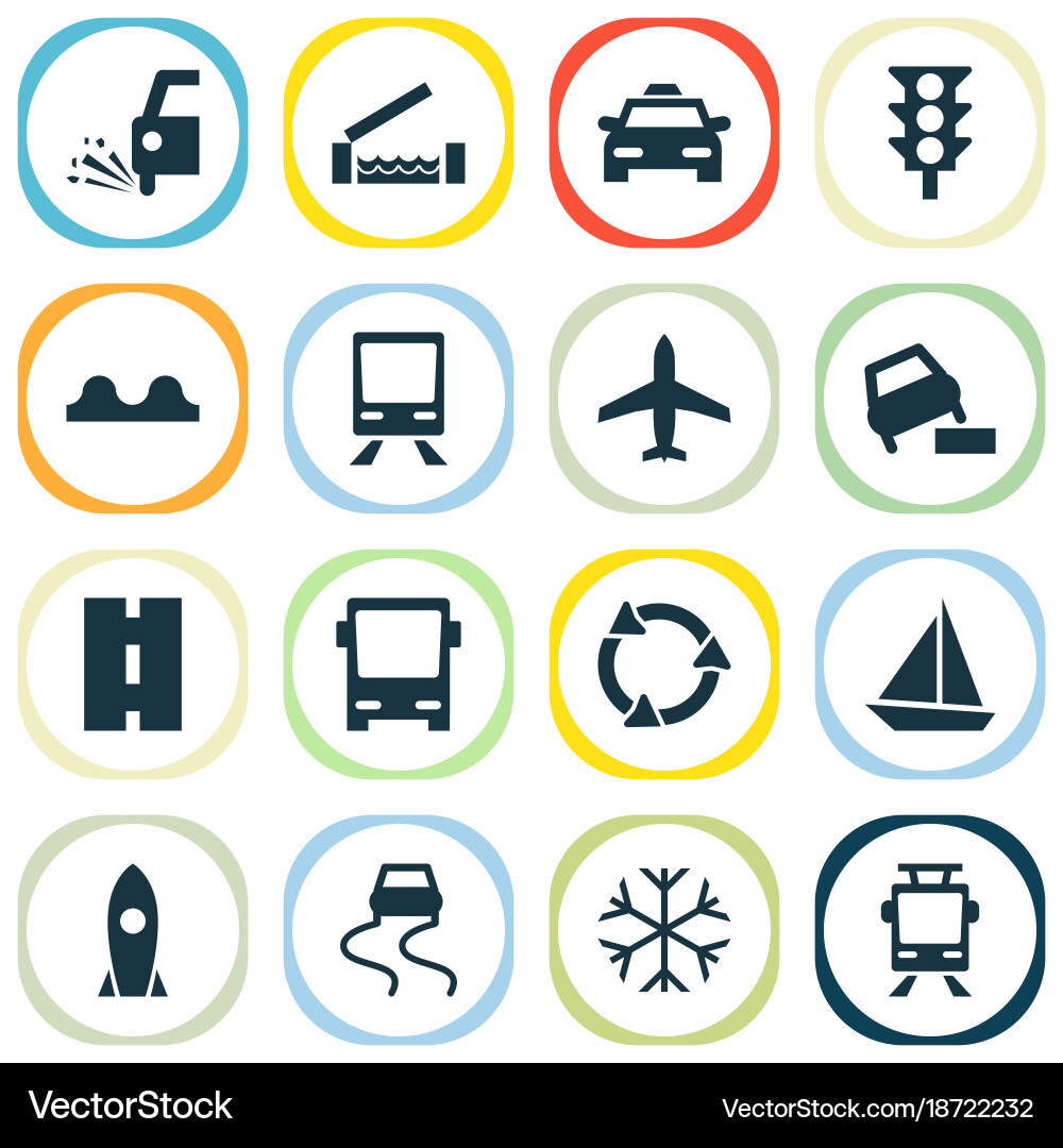 Transportation icons set with uneven way Vector Image