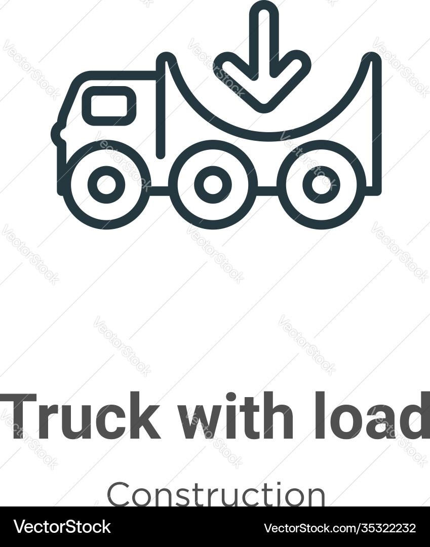 Truck with load outline icon thin line black Vector Image