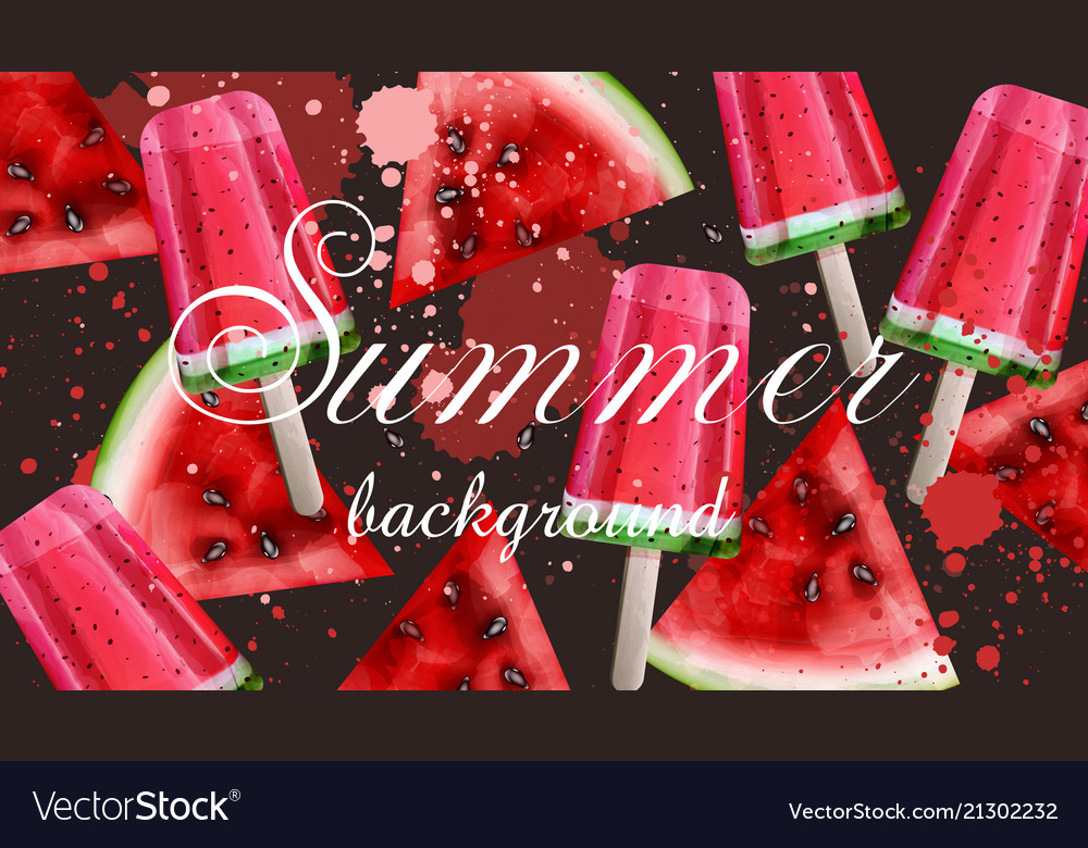 Watercolor ice cream and watermelon summer Vector Image