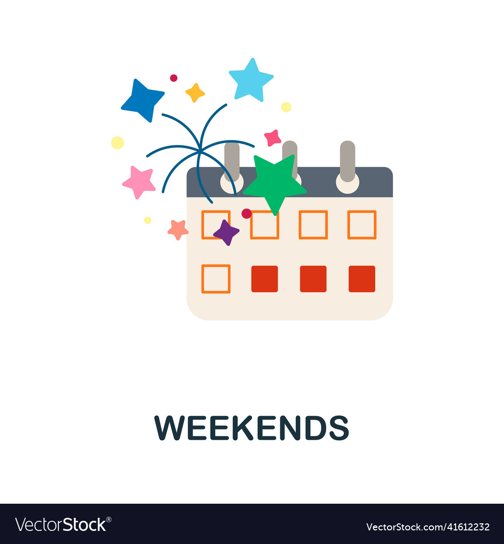 Weekends flat icon colored element sign from Vector Image