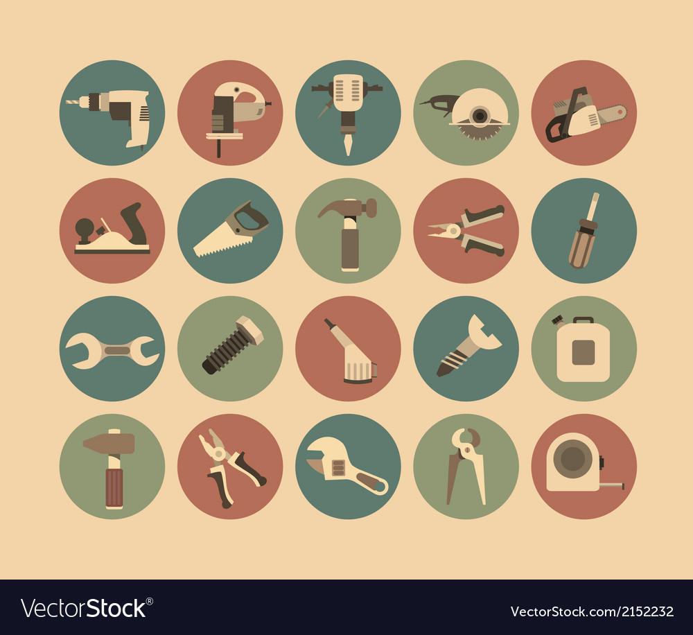Working Tools Flat Icon Set Royalty Free Vector Image