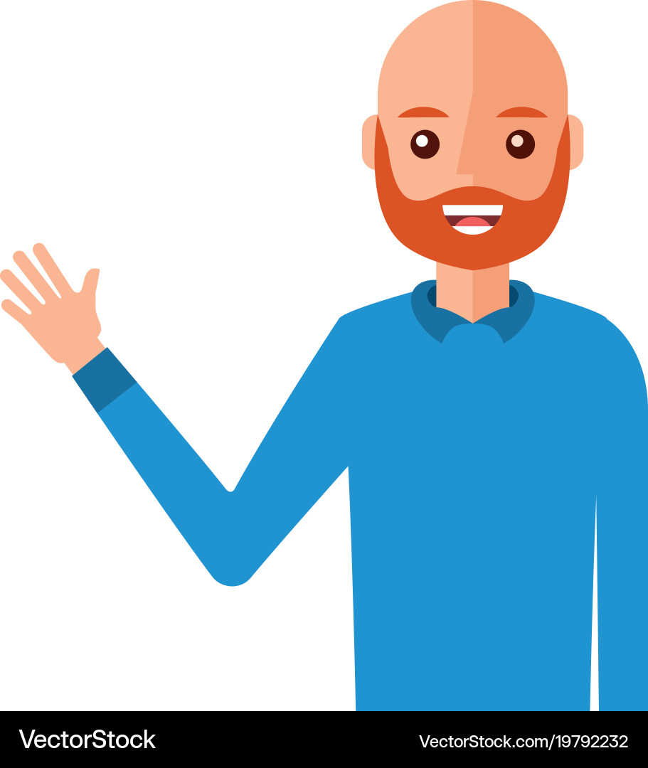 Young man waving happy avatar character Royalty Free Vector