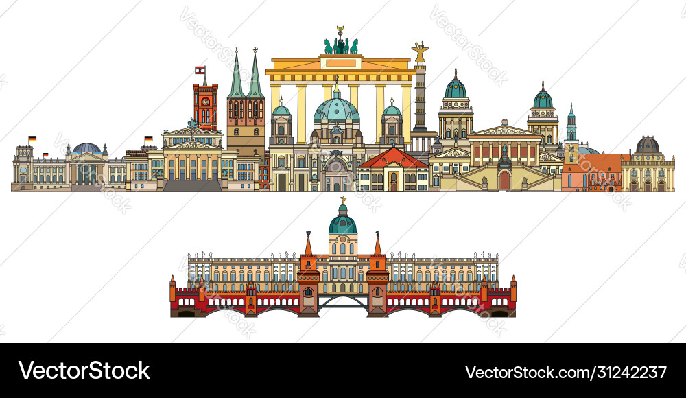Berlin colorful line art 10 Royalty Free Vector Image