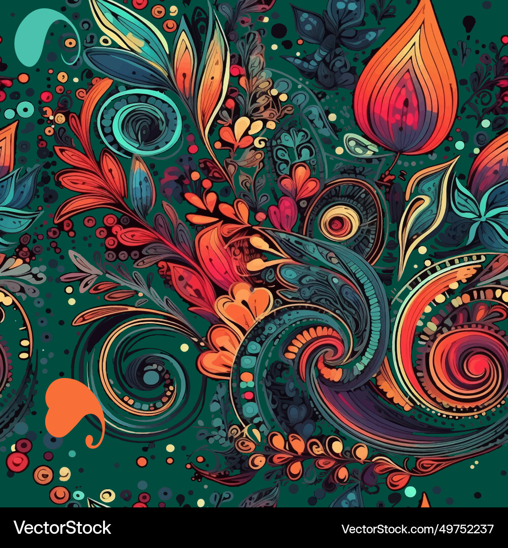 Bright paisley doodle lines abstract shapes Vector Image