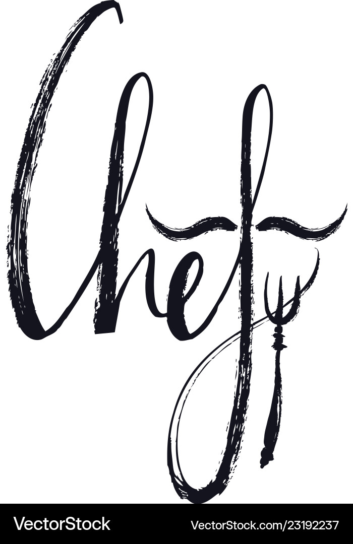Chef icon logo design lettering hand drawing Vector Image