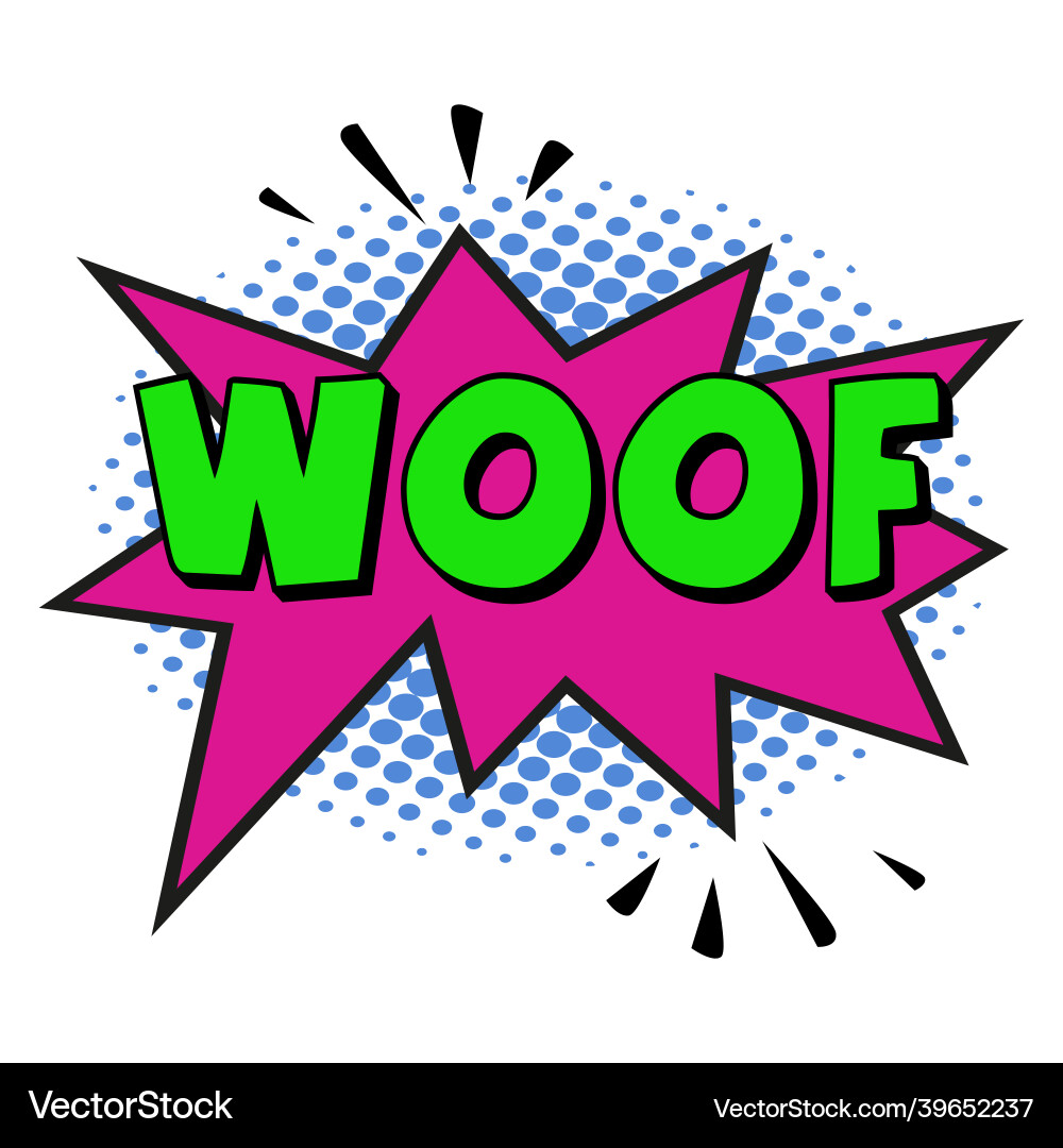 Comic lettering woof on white background Vector Image