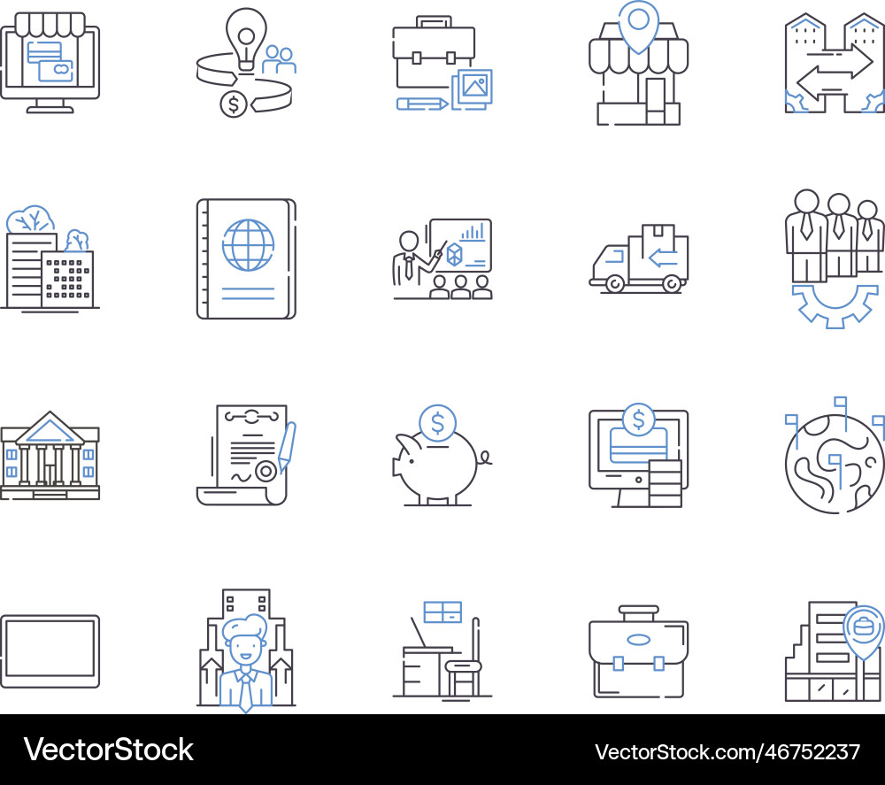 Distribution and warehousing outline icons Vector Image