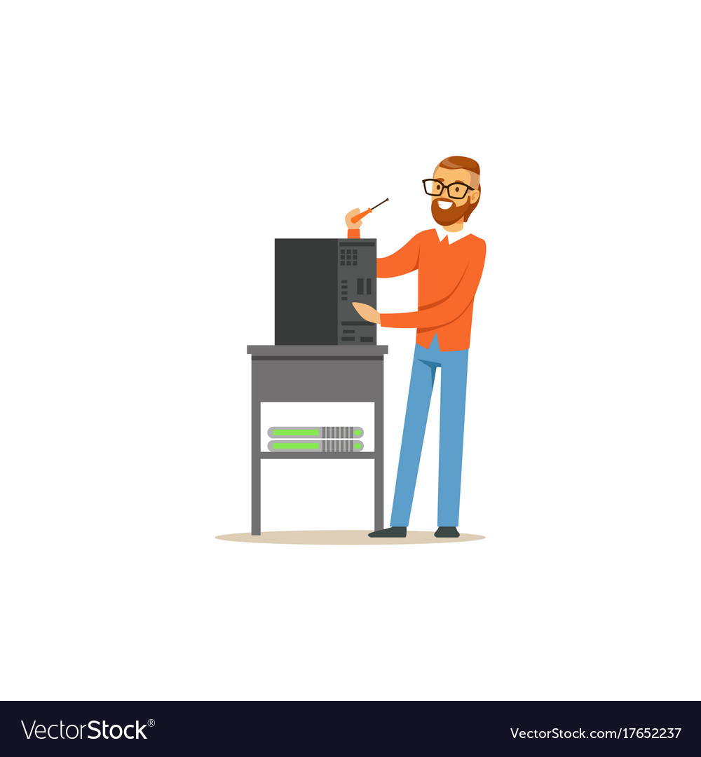 Engineer system it administrator repairing Vector Image Engineer system it administrator repairing Vector Image