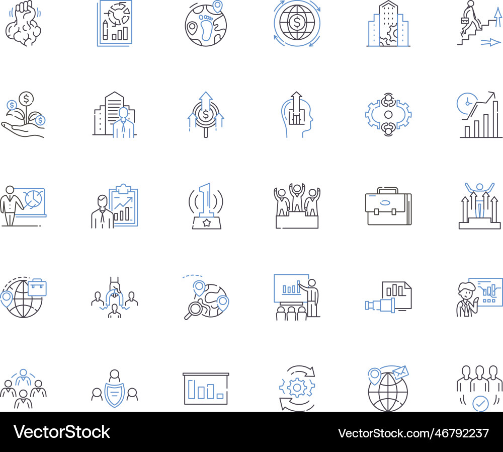 Financial services line icons collection Vector Image