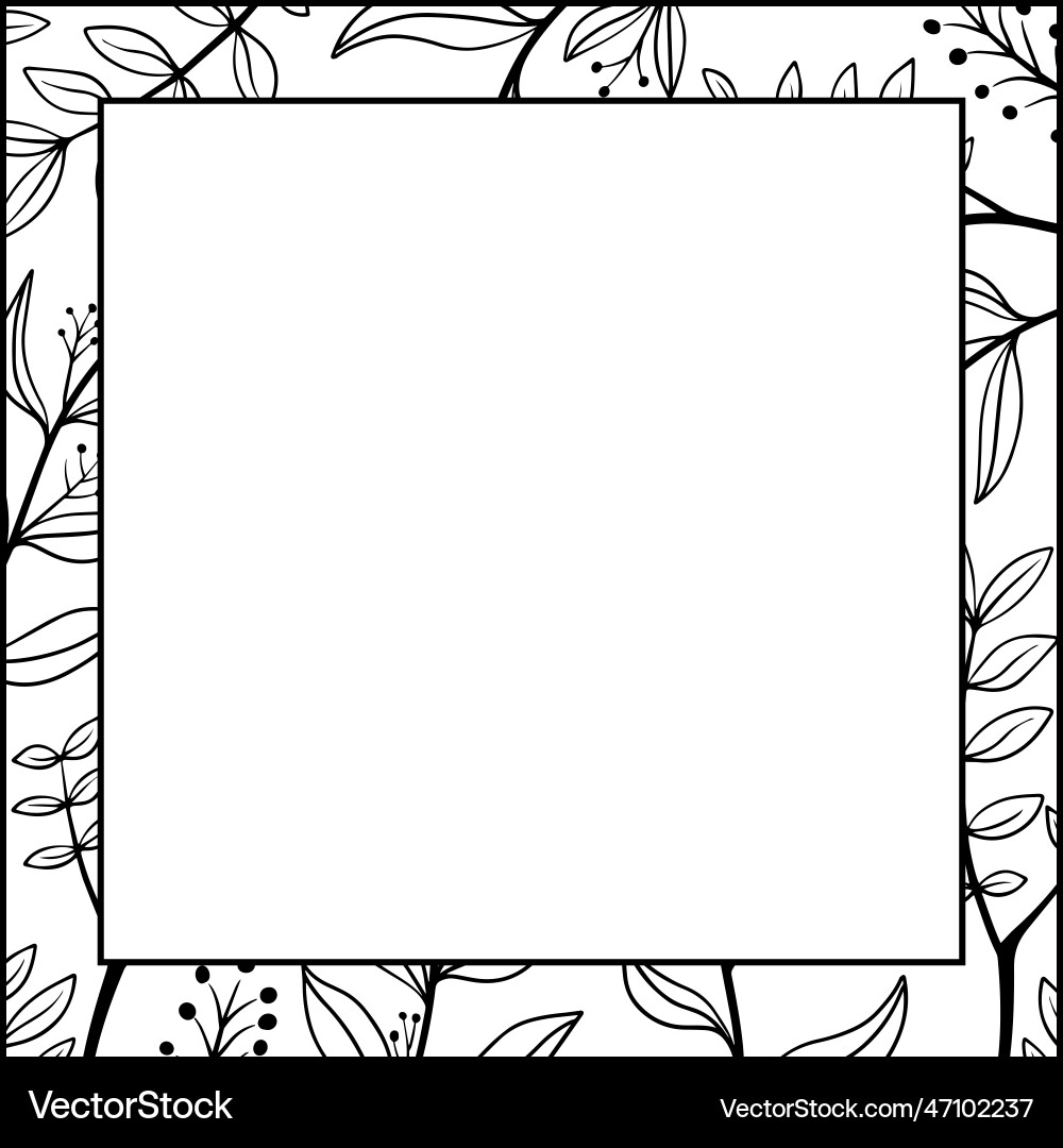 Floral square frame Royalty Free Vector Image - VectorStock