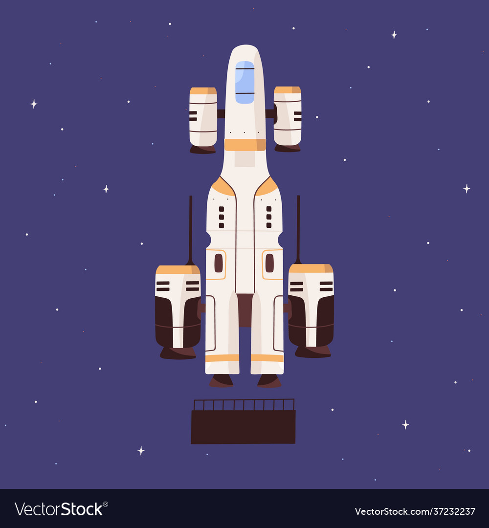 Futuristic spaceship flying in outer space Vector Image