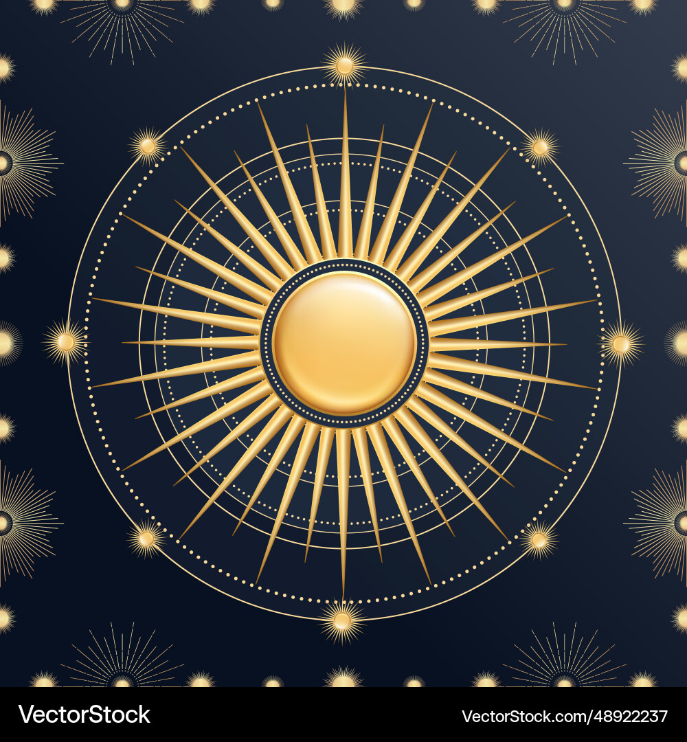 Hand drawn 3d glossy golden sun sunburst Vector Image