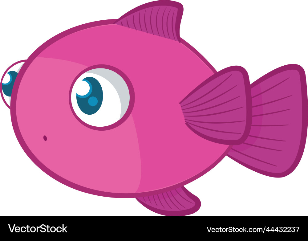 Isolated cute colored fish character sketch icon Vector Image