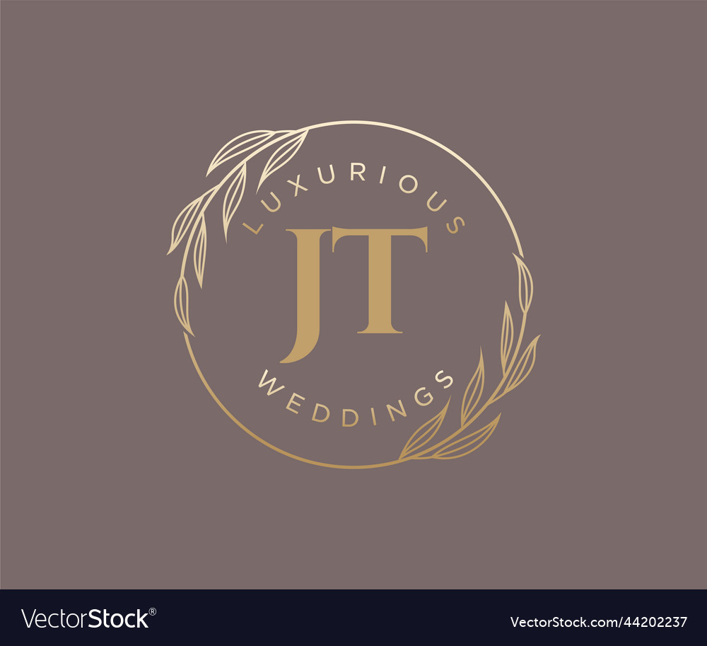 Jt initials letter wedding monogram logos Vector Image