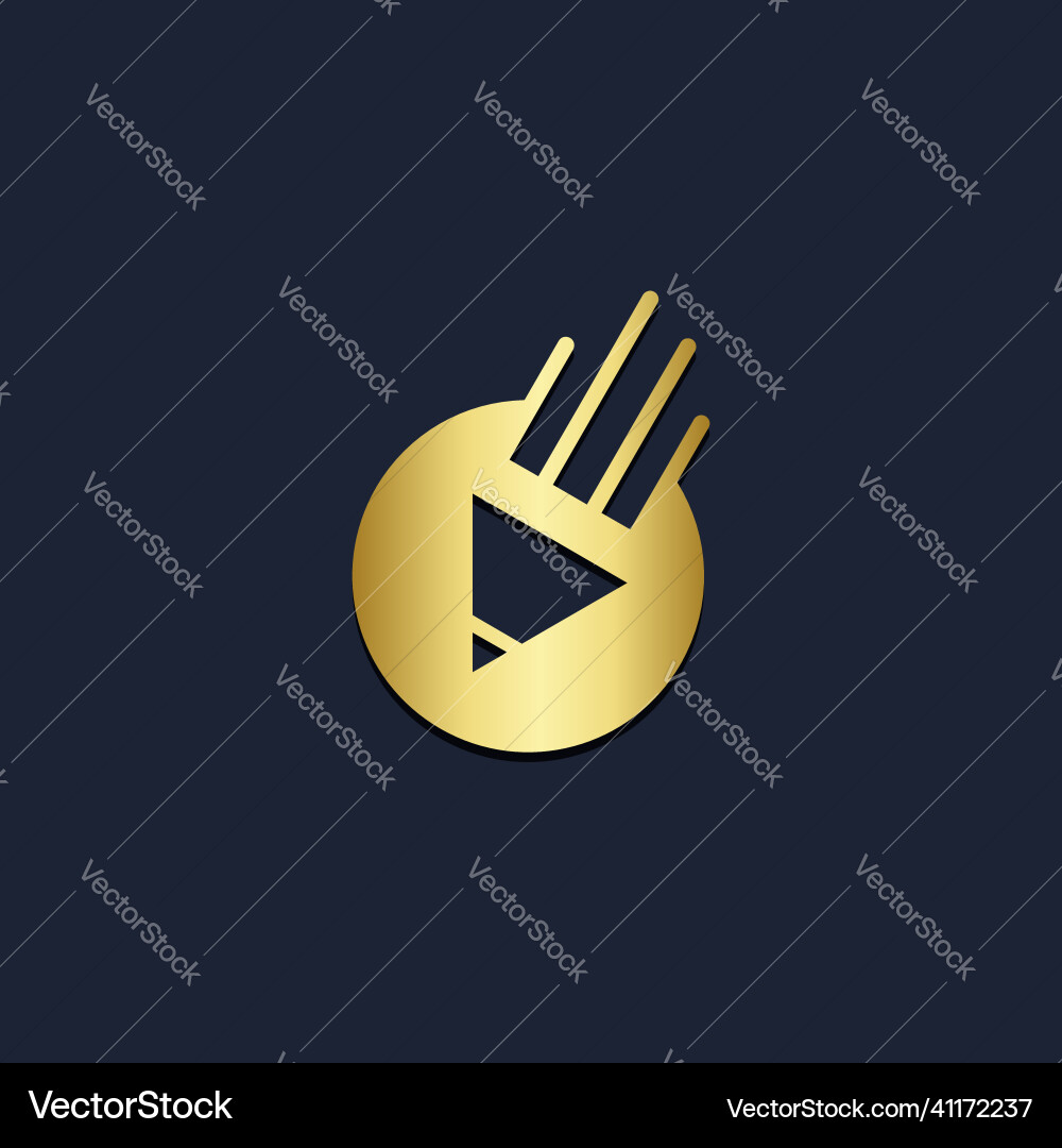 Pencil art writing gold logo Royalty Free Vector Image