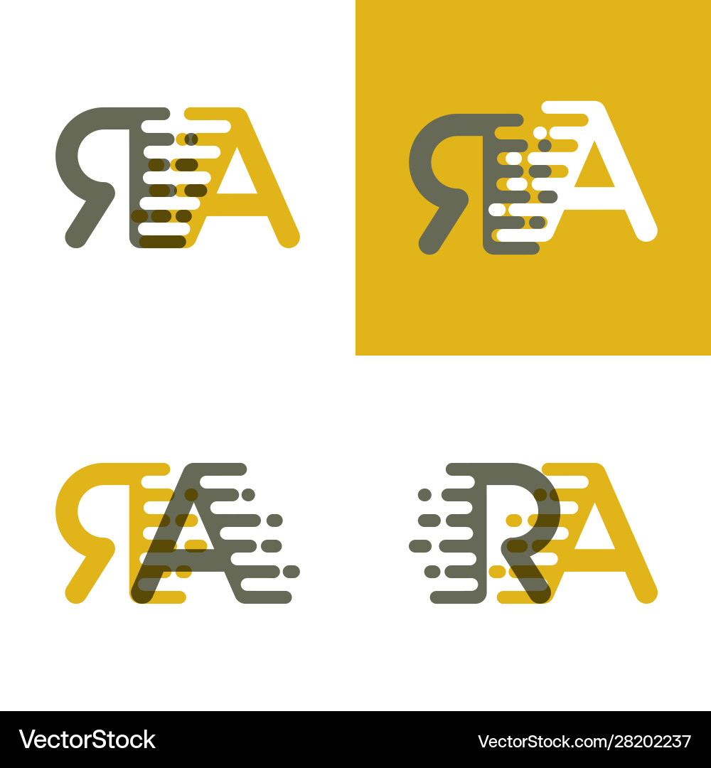 Ra letters logo with accent speed in brown Vector Image