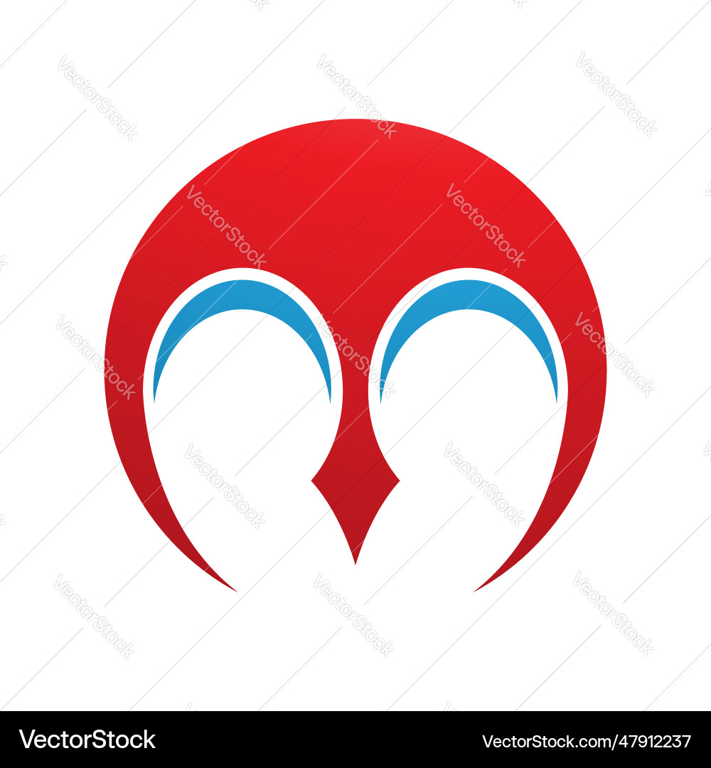 Red and blue round letter m icon with pointy tips Vector Image
