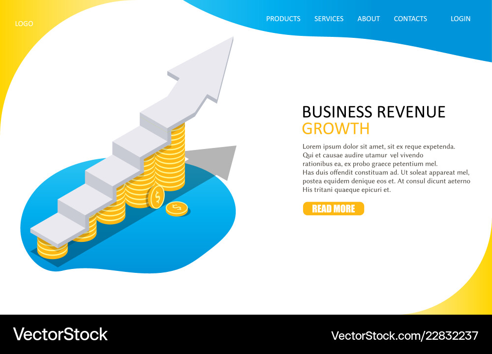 Revenue growth landing page website Royalty Free Vector