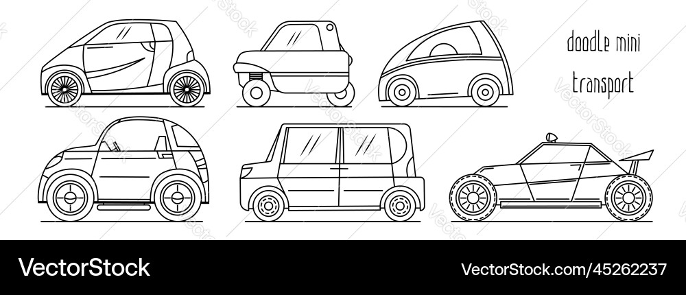 Set of simple hand drawn doodle mini vehicles Vector Image